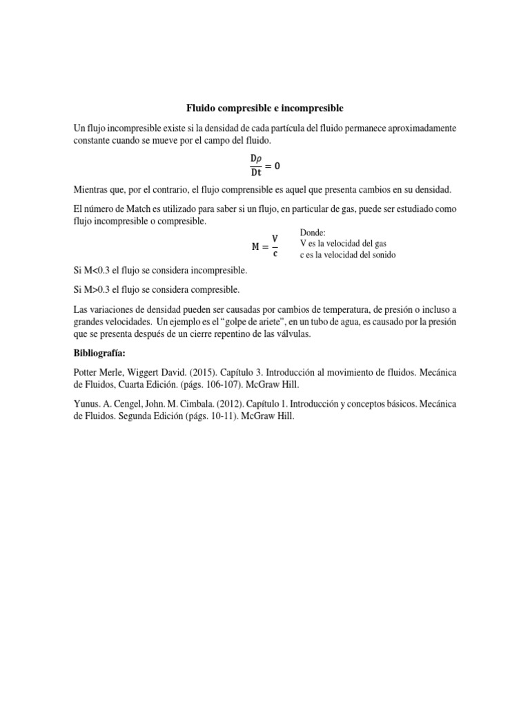 Fluido Compresible e Incomprensible | PDF