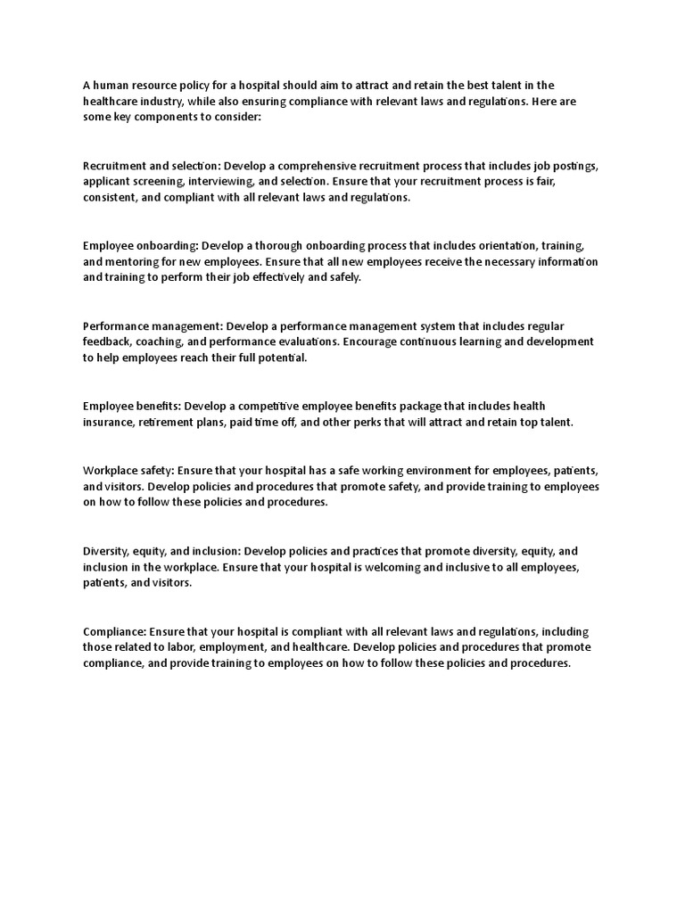 Hospital HR Policy and Procedures Guide | PDF | Business