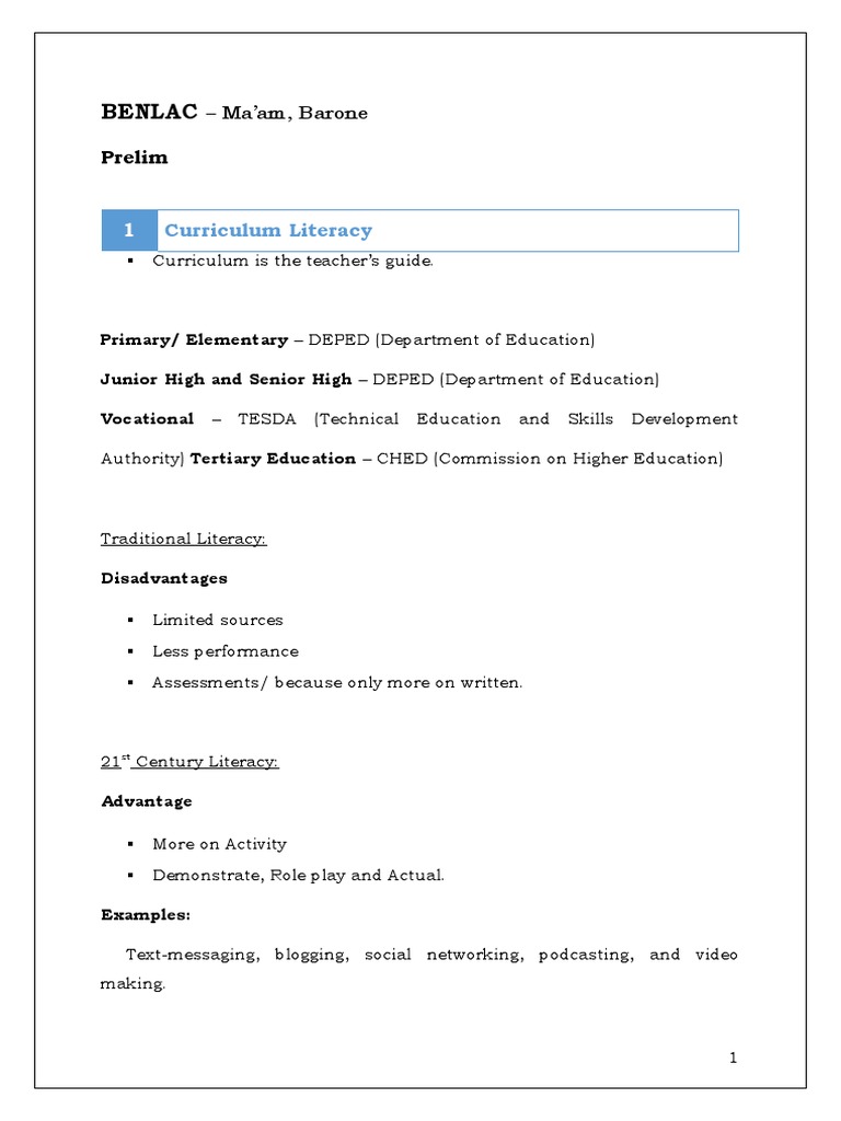 Benlac - Barone Prelim | PDF | Literacy | Financial Literacy