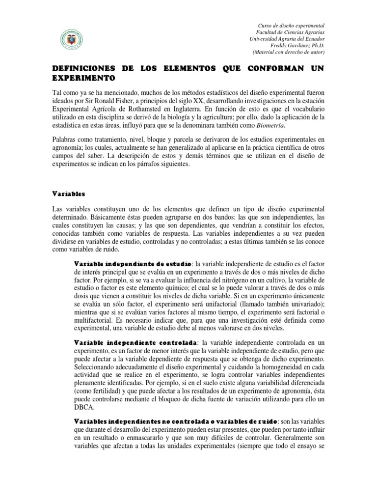 Elementos que conforman un experimento (3) | PDF | Experimentar ...