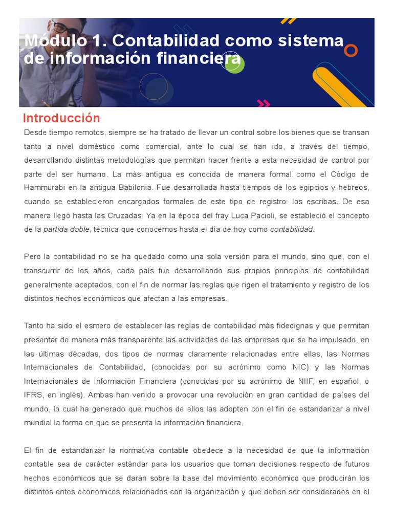 Modulo 1 Contabilidad | PDF | Contabilidad | normas internacionales de INFORMACION FINANCIERA