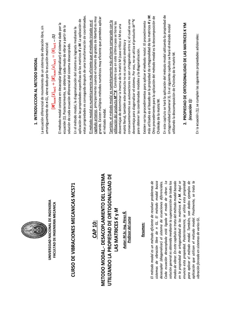 CAP 10 Analisis MODAL. - Ortogonalidad Modal | PDF