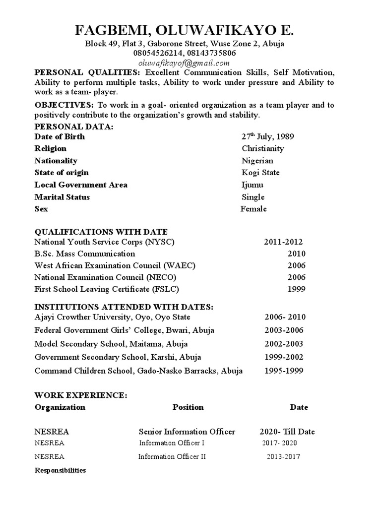Fikayo's Updated CV 2023 | PDF