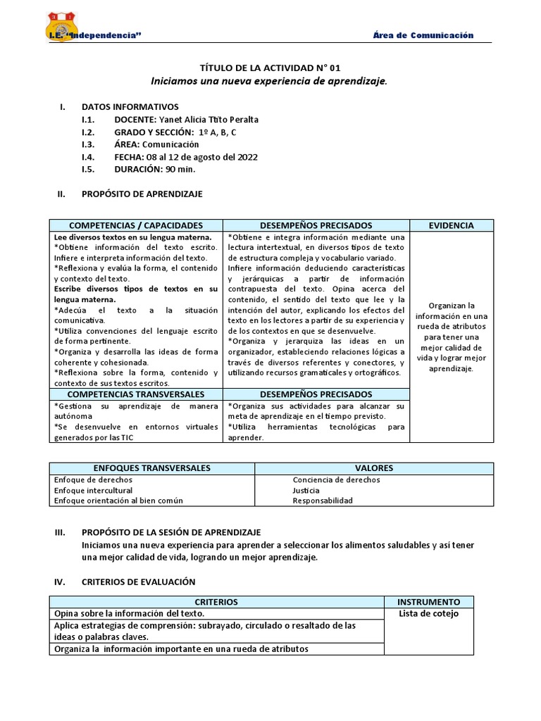 Act.1 - 1ro | PDF | Aprendizaje | Información