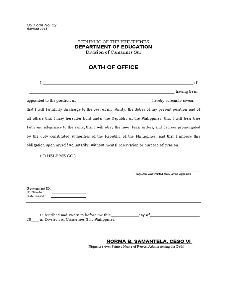 Oath of Office - CS Form No. 32 Revised 2025 | PDF