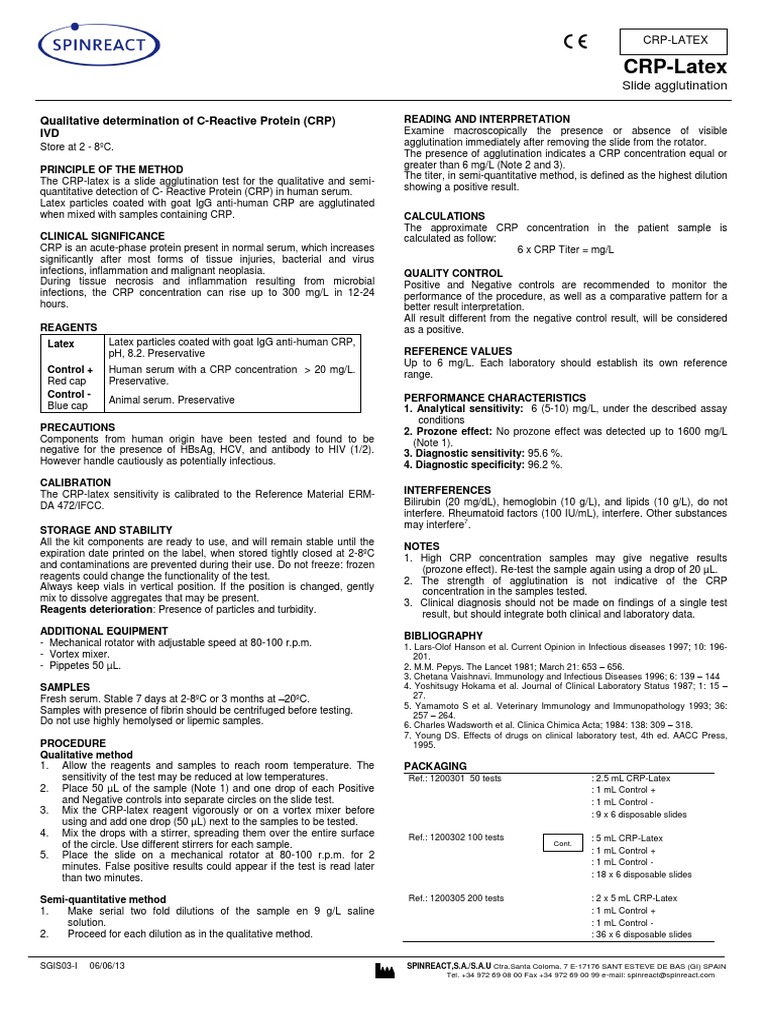 CRP Latex | Download Free PDF | C Reactive Protein | Medical Specialties