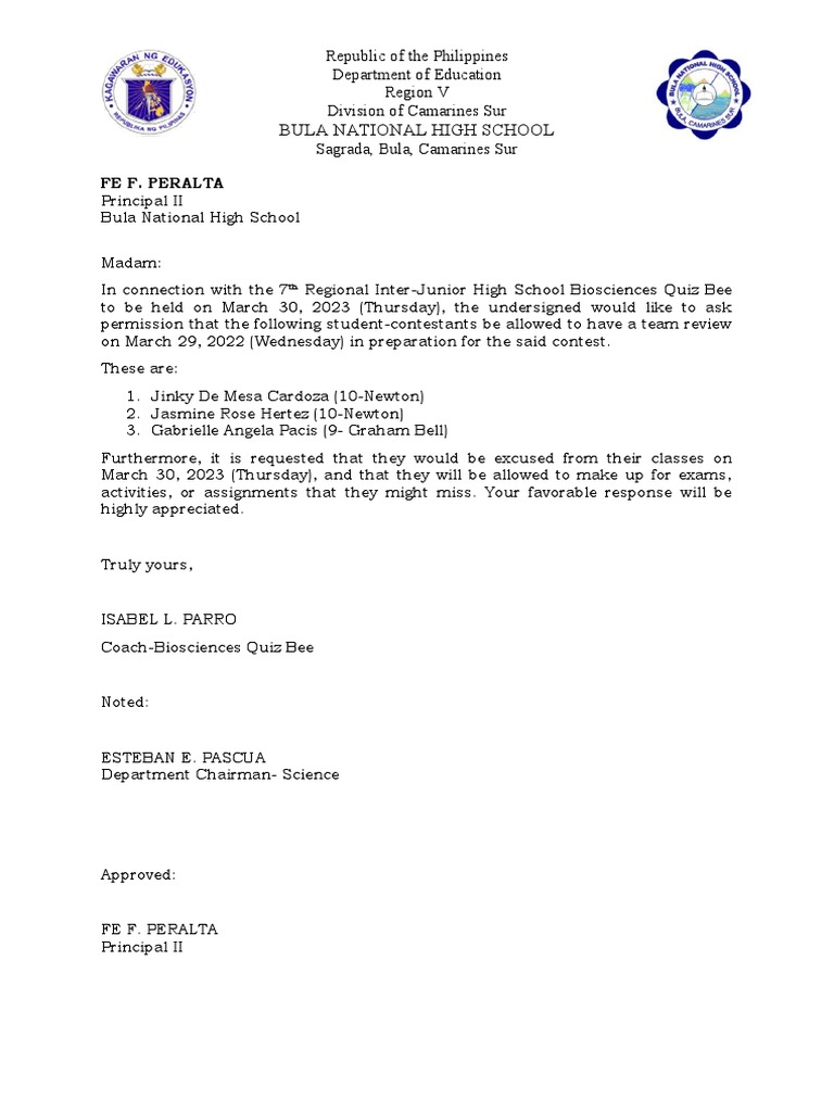 Excuse Letter Contest | PDF