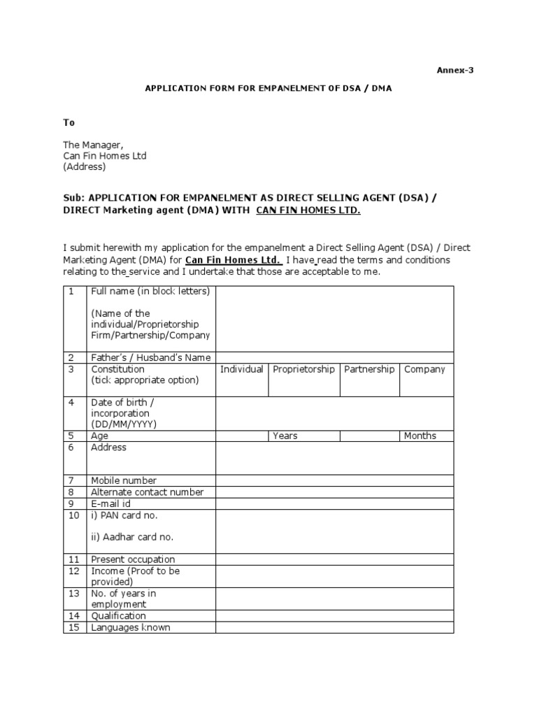 DSA Application Form | PDF