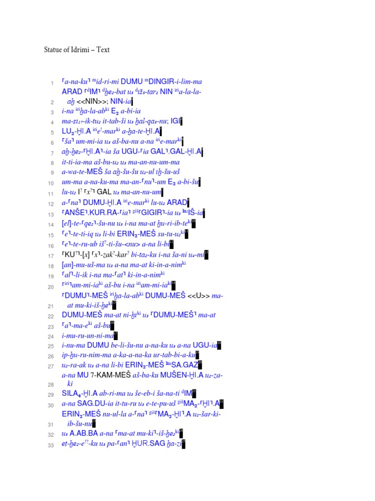 Statue of Idrimi Text | PDF