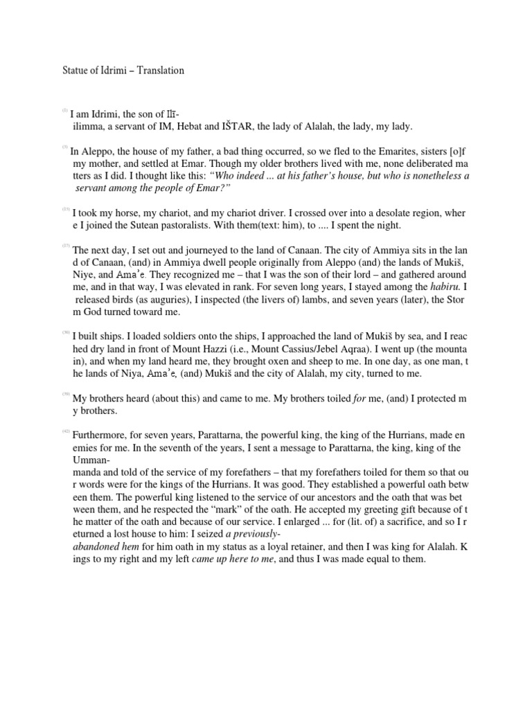 Statue of Idrimi Translation | PDF | History
