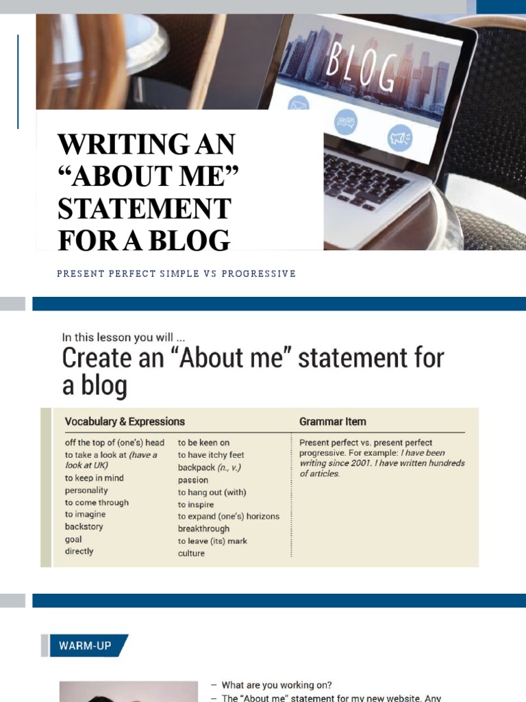Writing An About Me Statement For A Blog | PDF