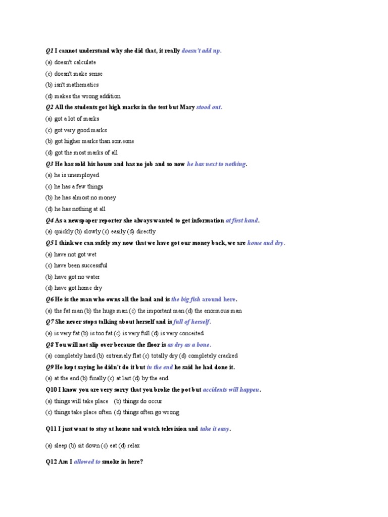 everyday vocabulary exercises | PDF