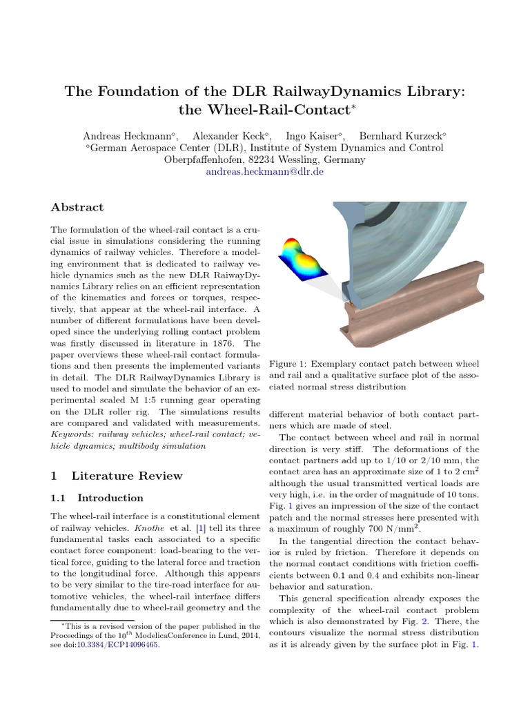 The Foundation of The DLR RailwayDynamics Library Wheel Rail Contact ...