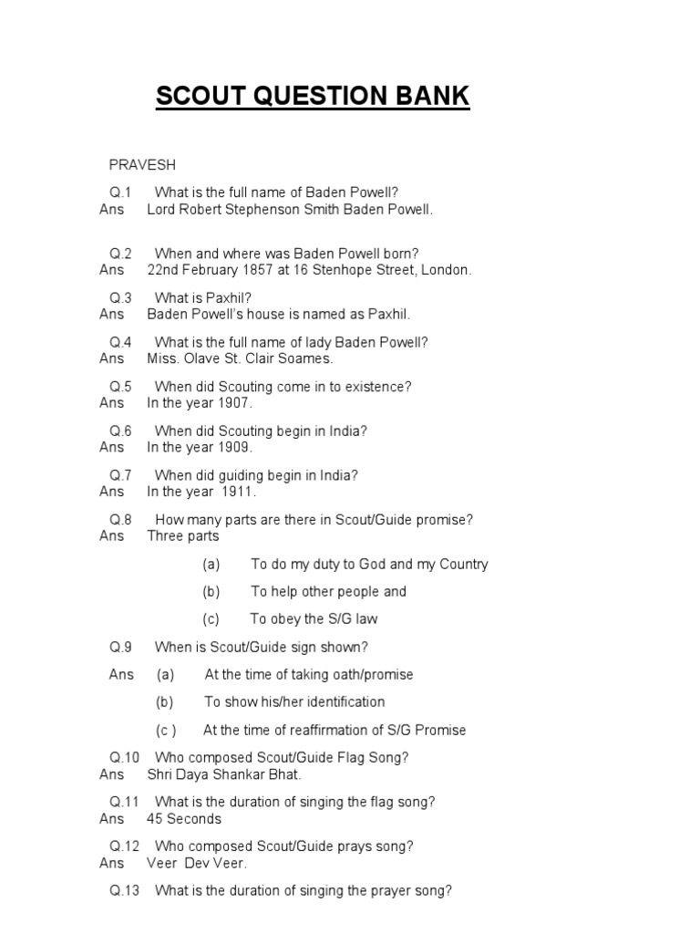 Scout Question Bank | Download Free PDF | Knot | Scouting