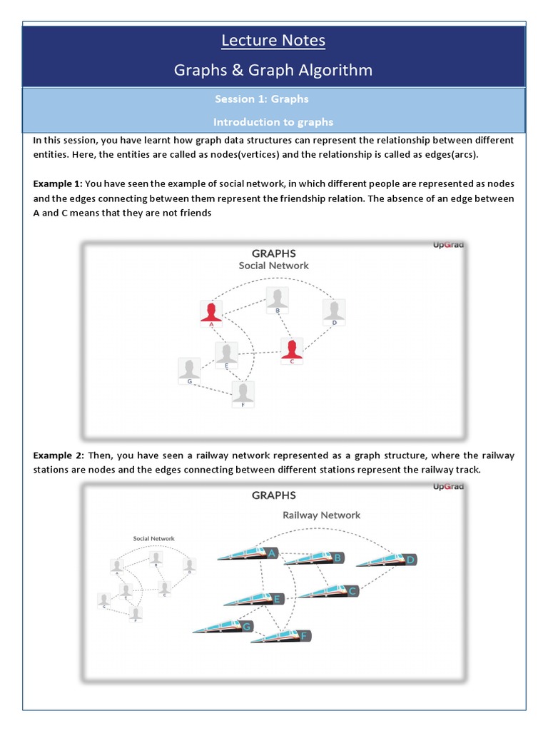 Lecture Notes Graphs & Graph Algorithm: Session 1: Graphs Introduction ...