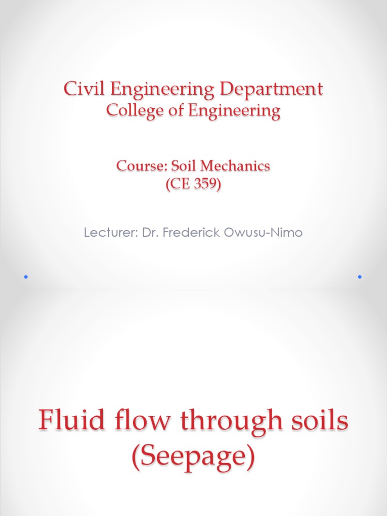 Understanding Seepage and Effective Stress through Detailed Analysis of Fluid Flow Concepts ...