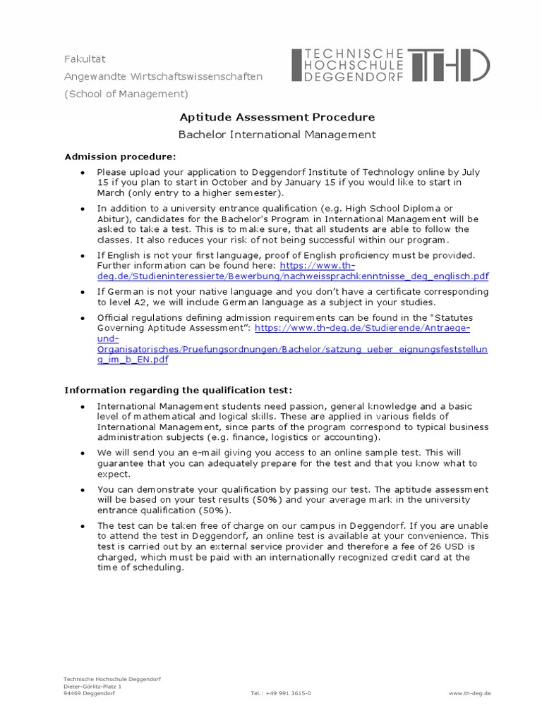 Aptitude Assessment Procedure - Im B | PDF | University And College Admission | Educational Stages