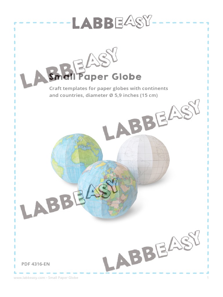 Small Paper Globe: Craft Templates For Paper Globes With Continents and ...