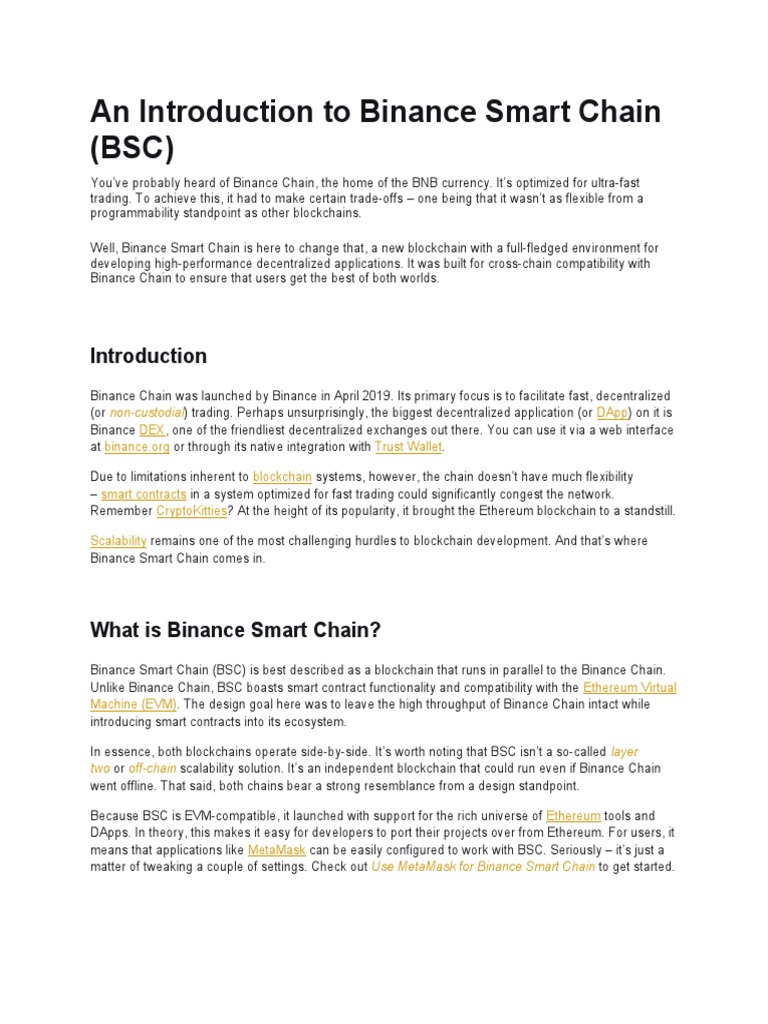 An Introduction to Binance Smart Chain | PDF