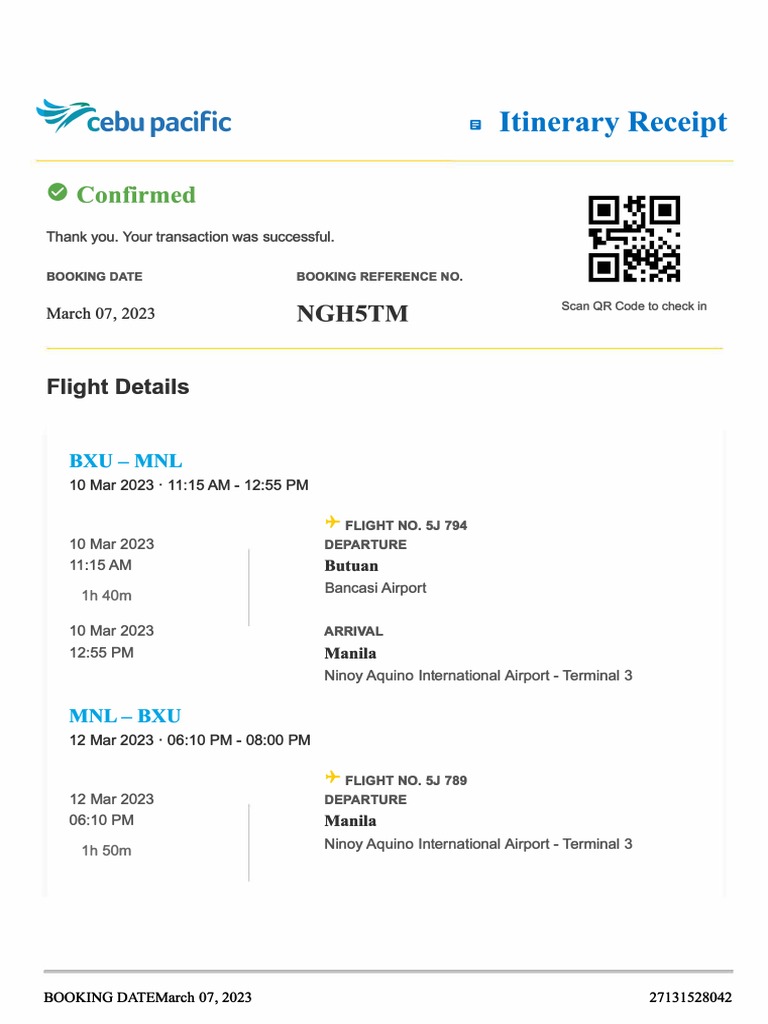 Flight Itinerary Receipt | PDF | Payments | Service Industries