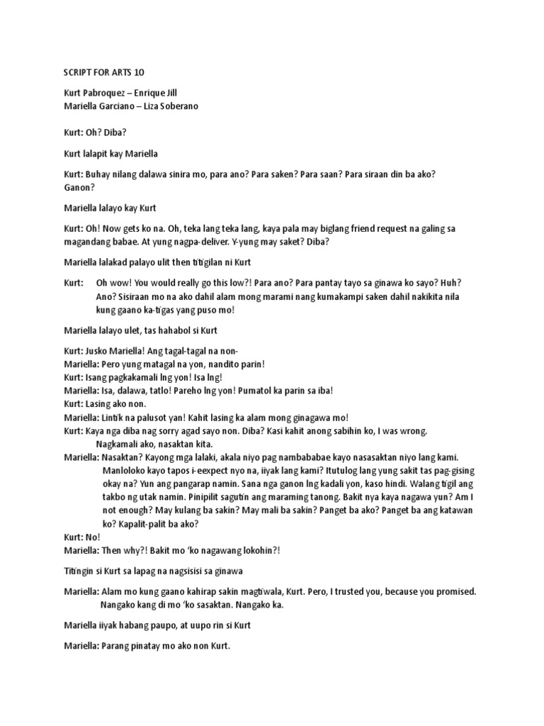Script For Arts 10 | PDF