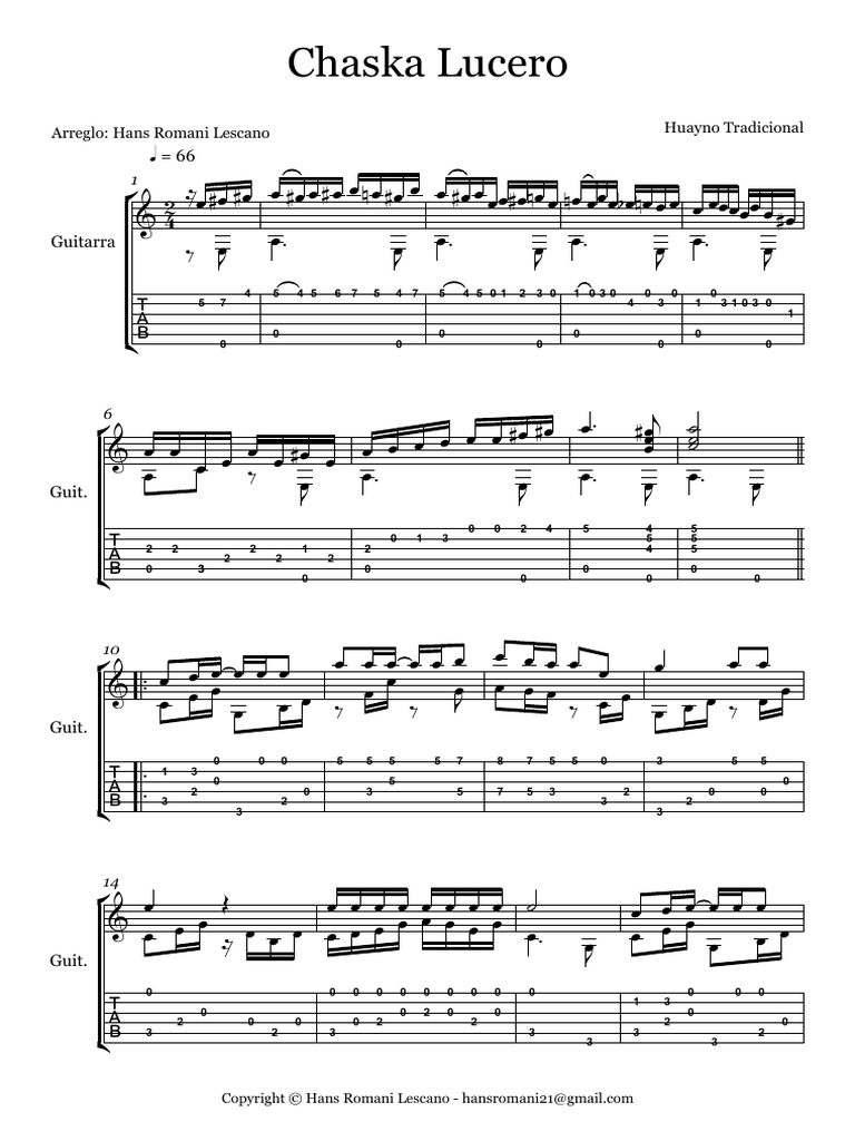 Chaska Lucero Part. + Tab. - Partitura Completa | PDF