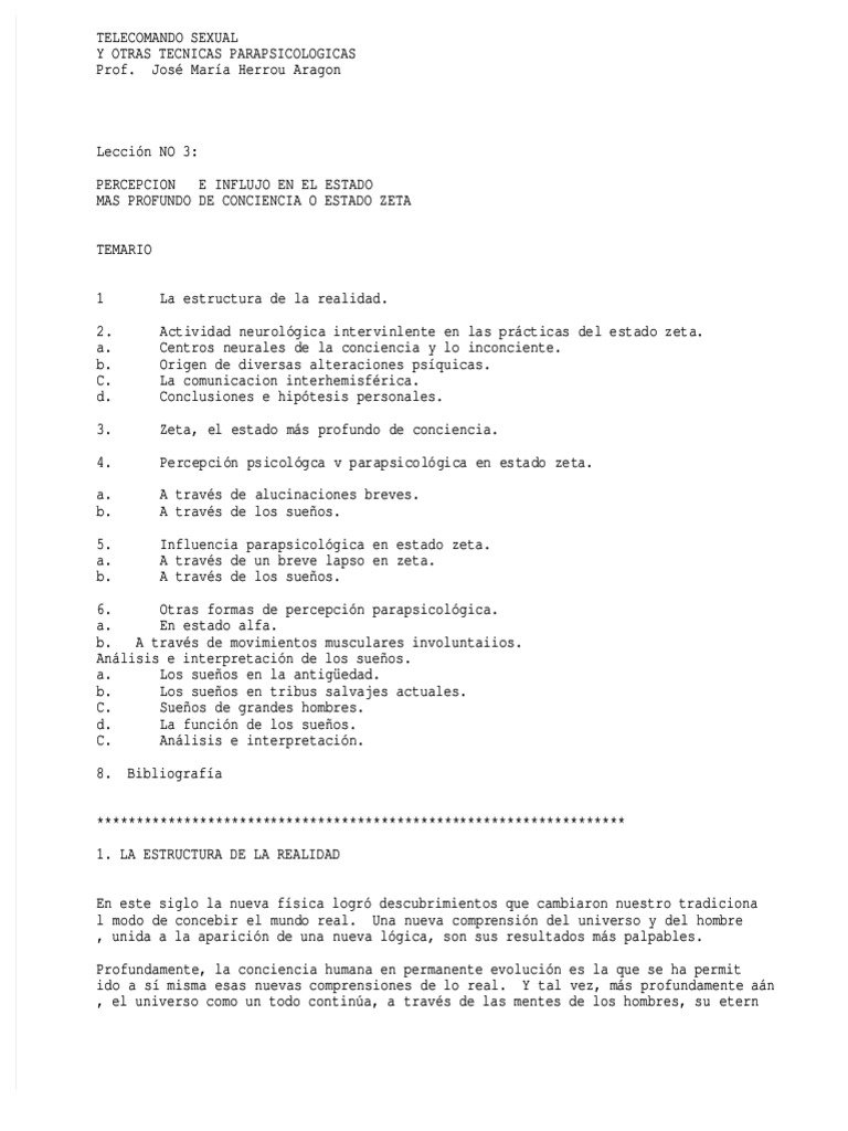 TELECOMANDO SEXUAL H. Aragon | PDF | Sueño | Realismo filosófico