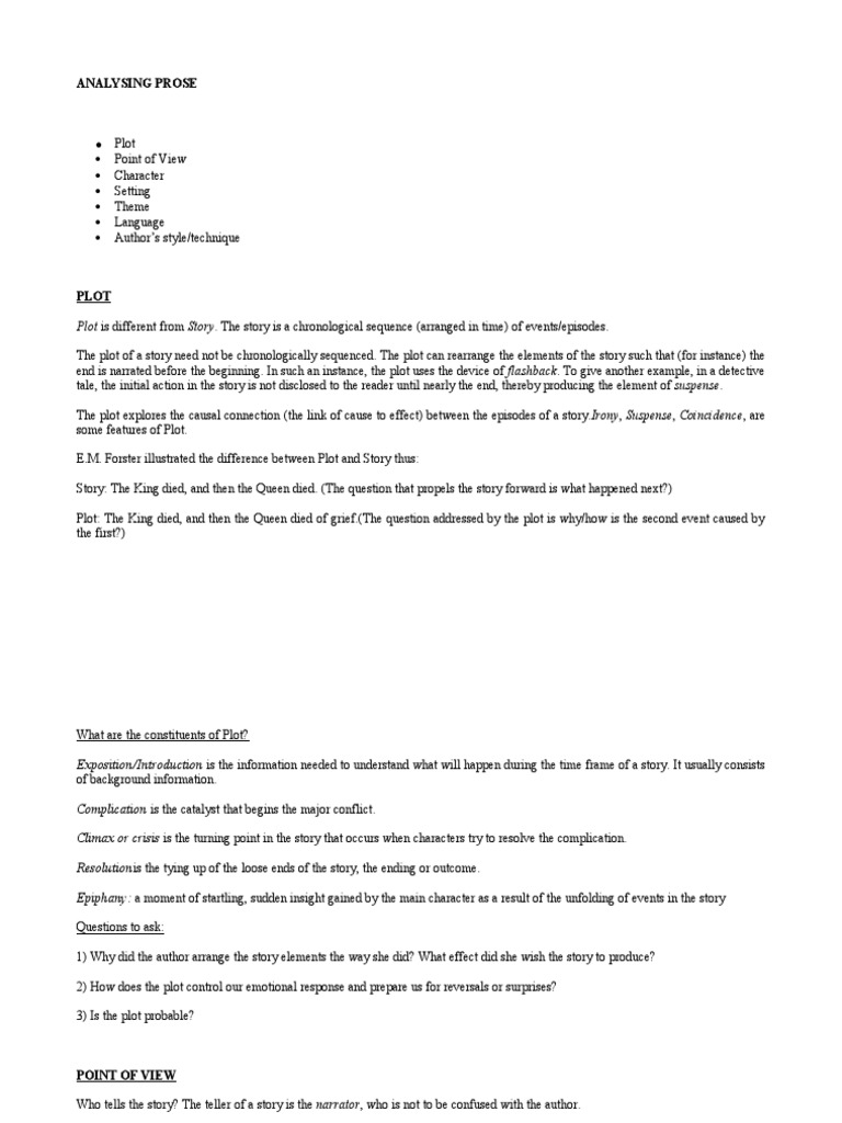 Form 6 LIE Analyzing Prose | PDF | General Fiction