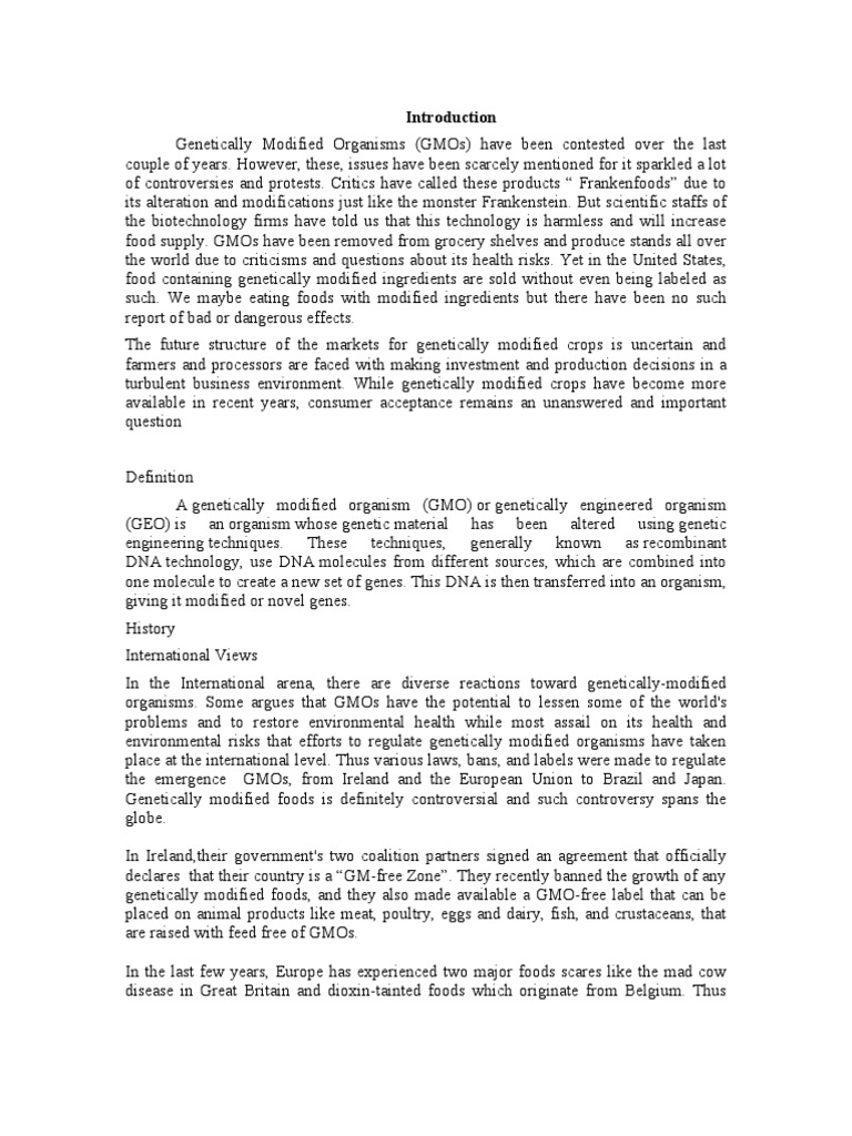 GMOs Debate: Risks vs Benefits | PDF | Genetically Modified Organism ...