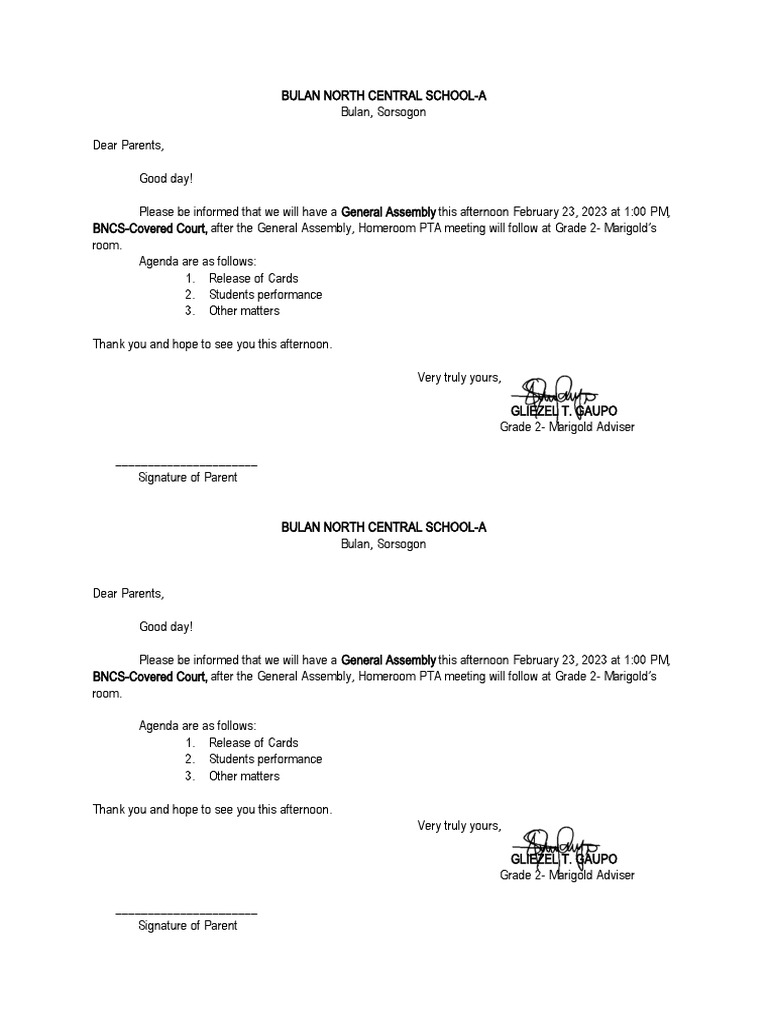 letter to parents | PDF