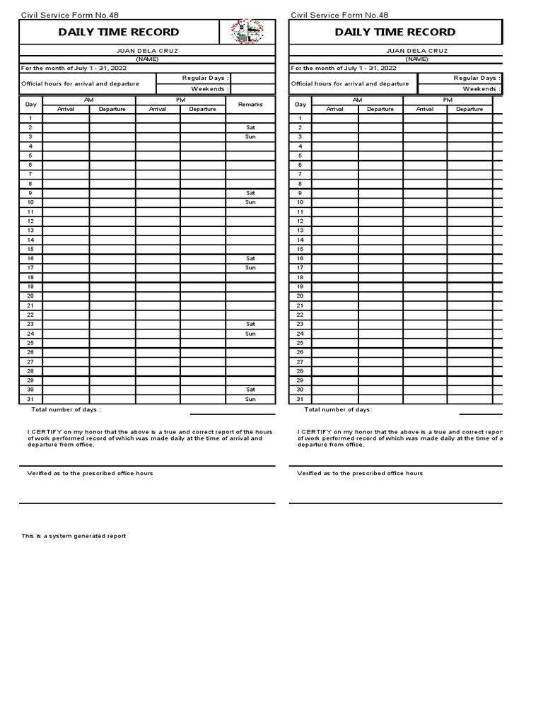 Blank DTR | PDF