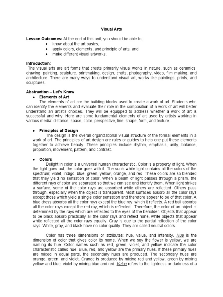 Visual Arts | PDF | Color | Yellow