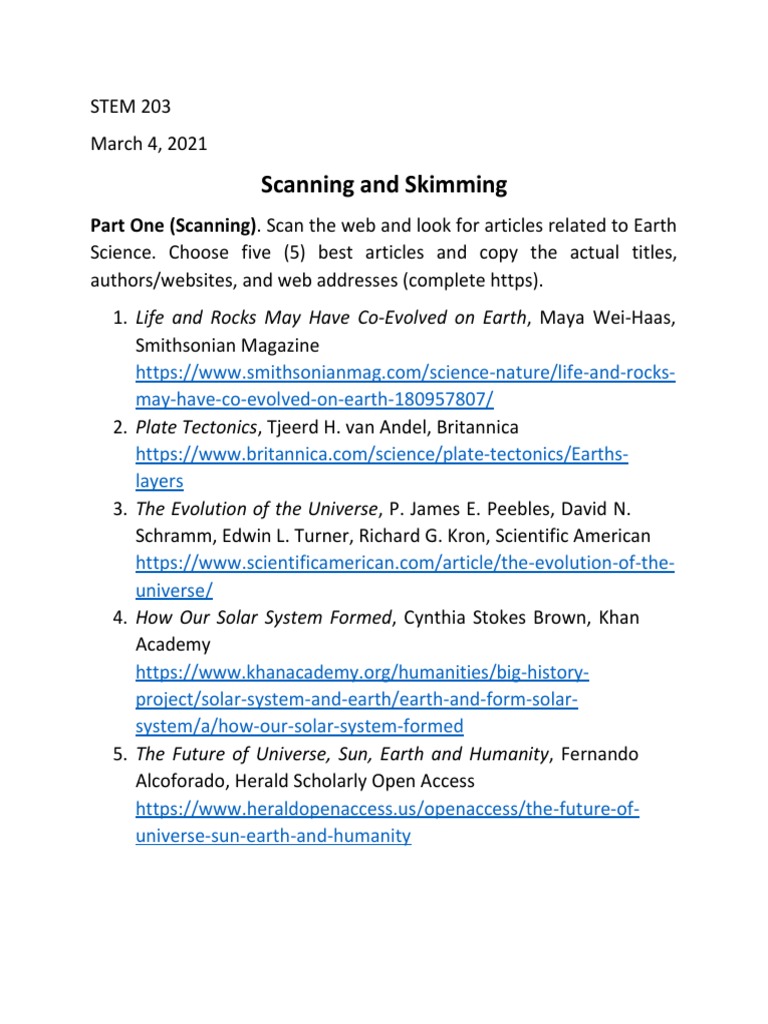 01 Reading Techniques (Scanning and Skimming) | PDF