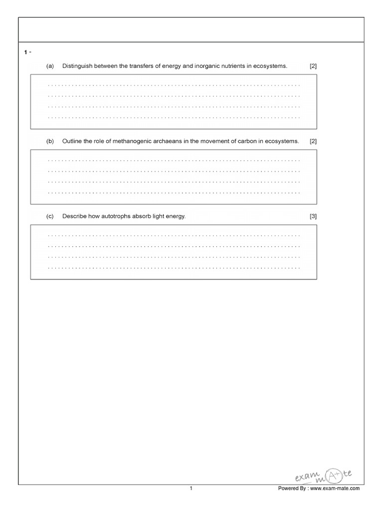 Q IB-BIOLOGY-EXAM-ECOLOGY Mode 2 | PDF