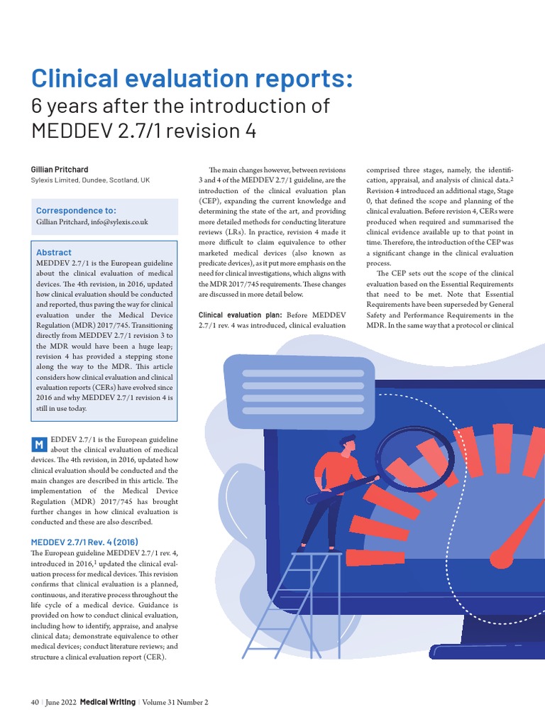 Clinical Evaluation Reports 6 Years After Meddev 27 - 1 Revision 4 ...