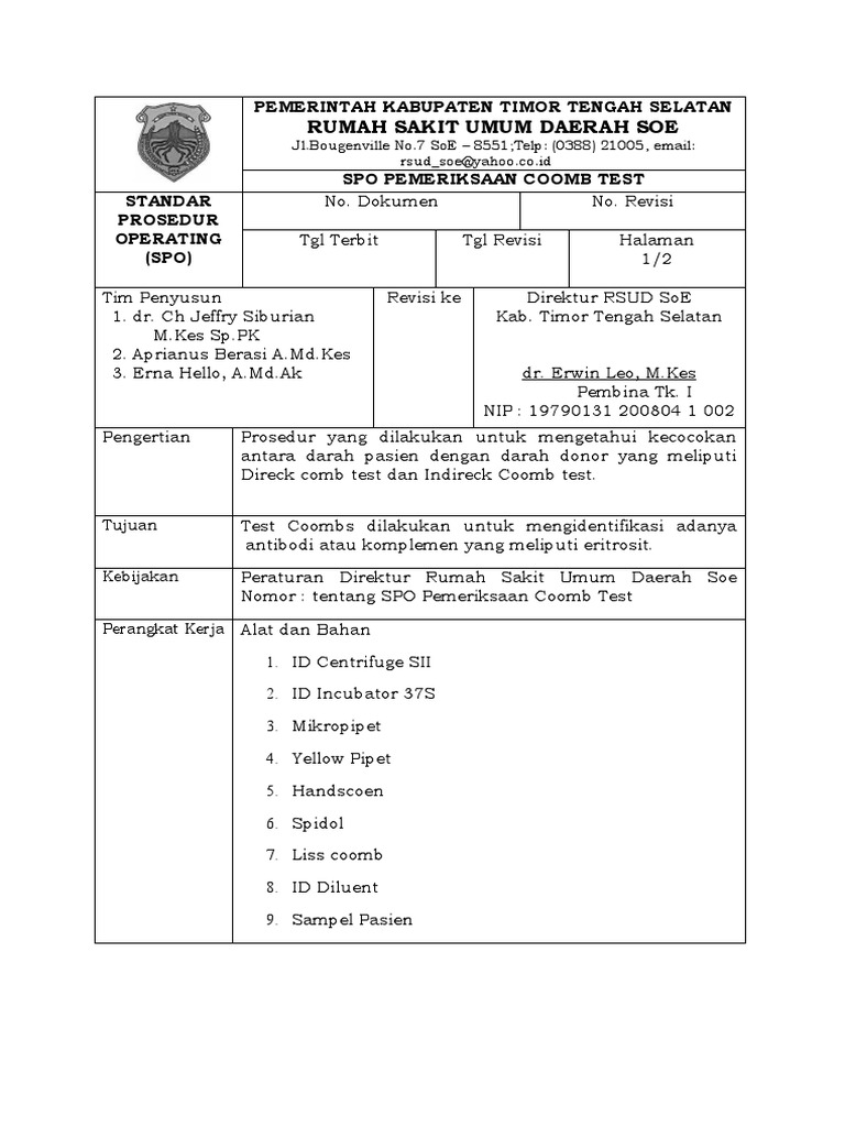 SPO Coomb Test | PDF