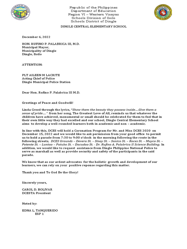 Parade Permit Request for DCES Event | PDF