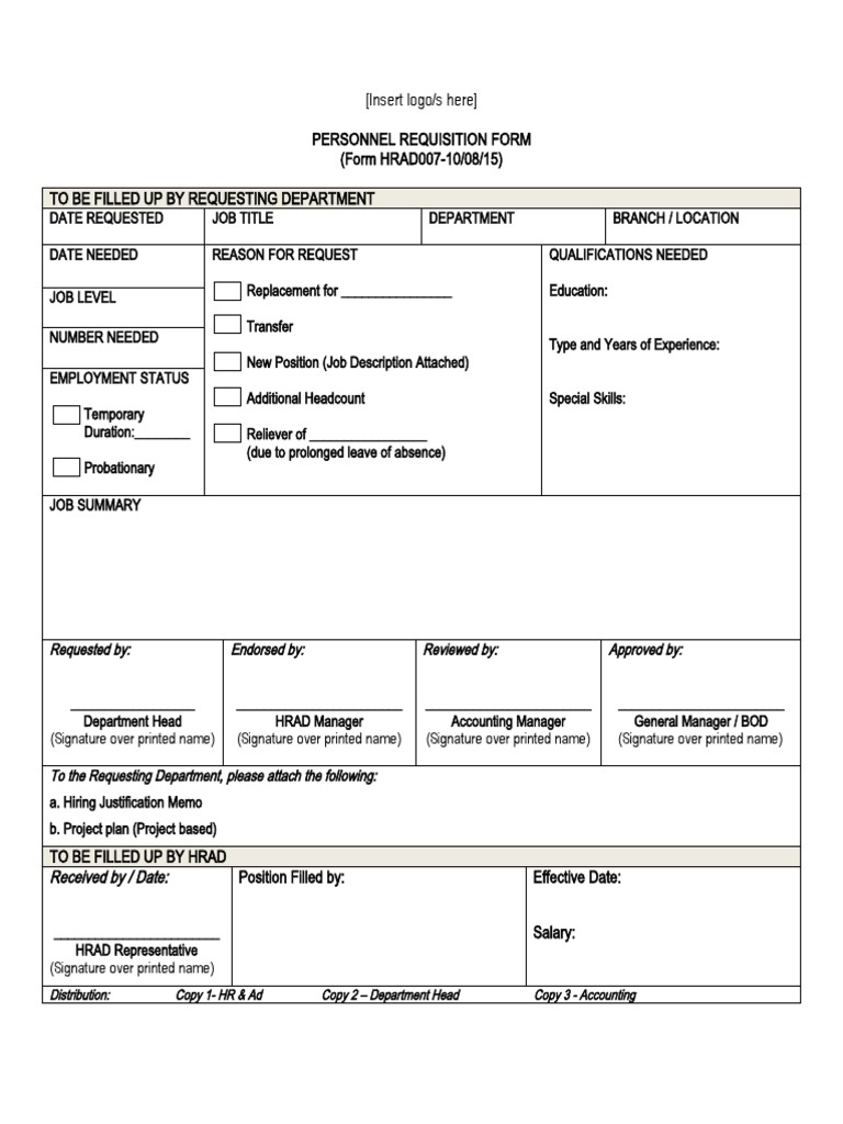 7 - Personnel Requisition Form | PDF