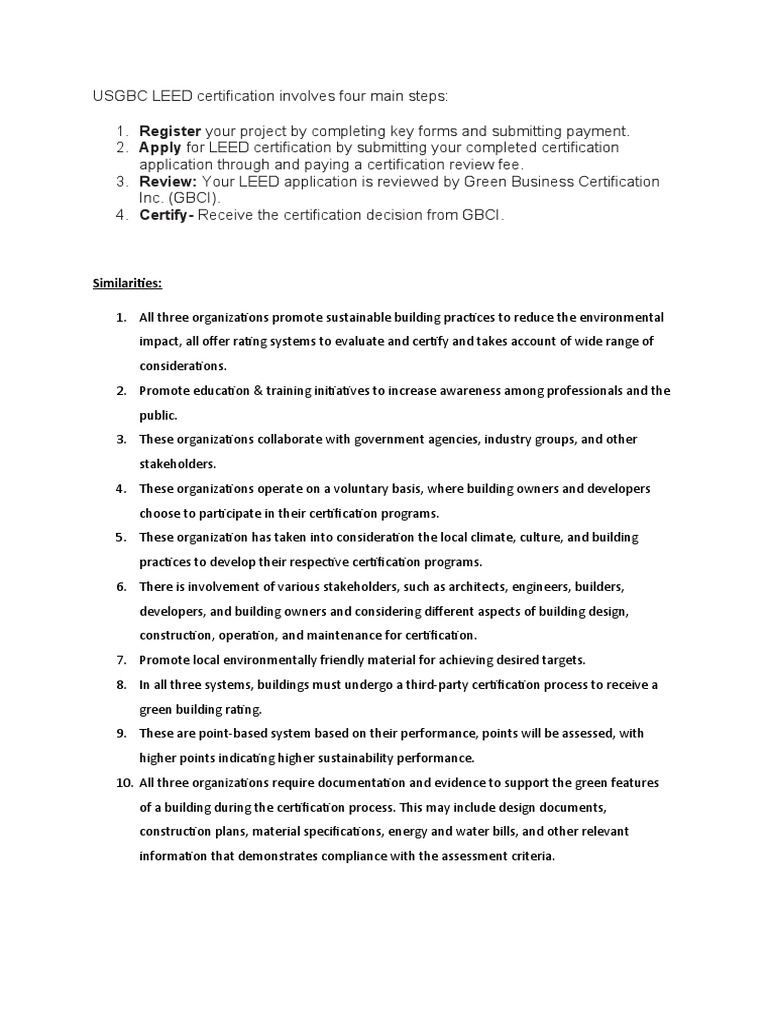 USGBC LEED Certification Involves Four Main Steps | PDF | Green ...