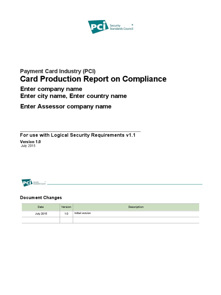 PCI CP v1 1 ROC Reporting Template Logical Form | PDF | Payment Card ...
