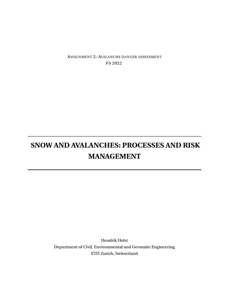 Snow and Avalanches Assignment 2 Hendrik Holst | PDF | Snow | Applied ...