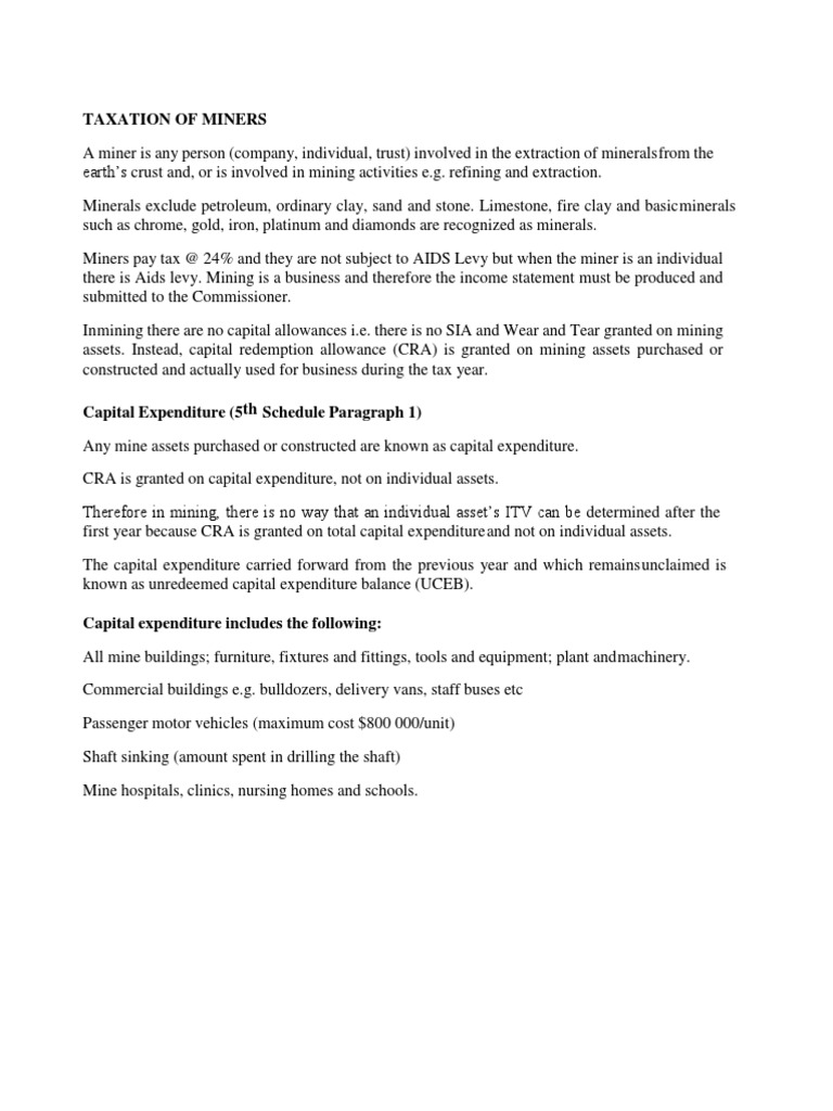 Taxation of Miners | PDF | Expense | Taxes