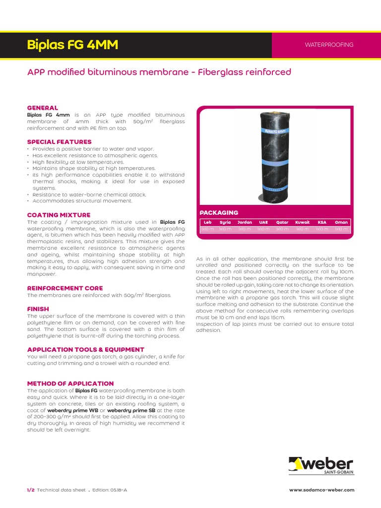 Biplas FG 4mm Waterproof Membrane | PDF