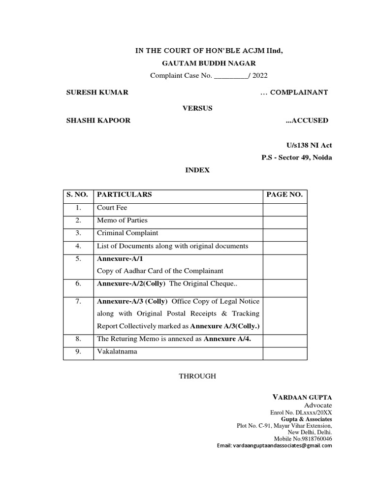 138 NI Act Complaint | PDF