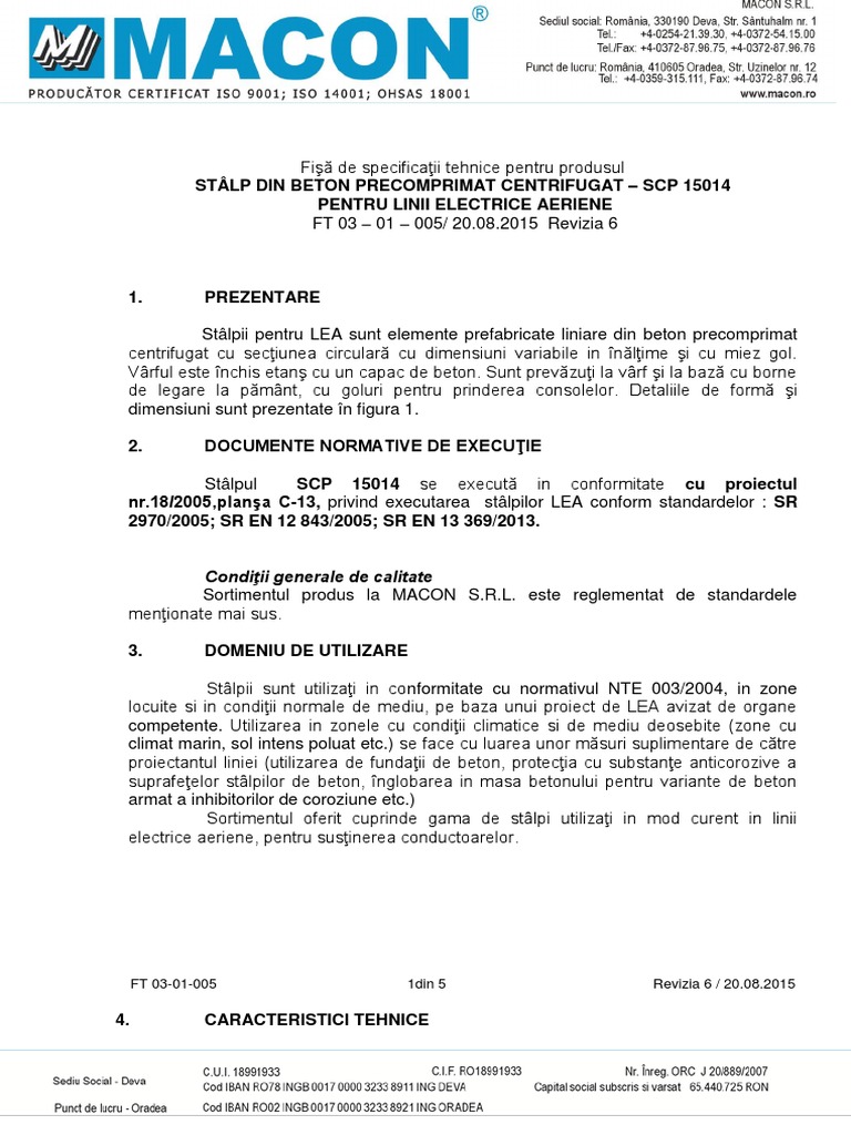 Electrice Ro Stalpi SCP-15014 | PDF