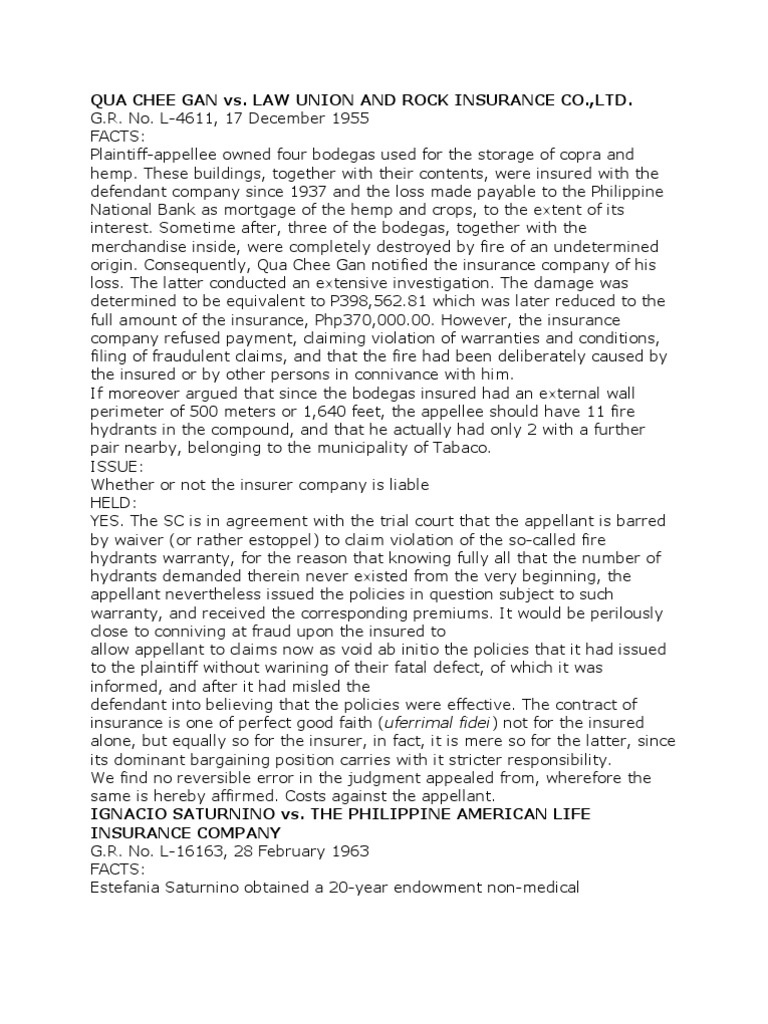 Insurance Case | PDF | Insurance | Estoppel