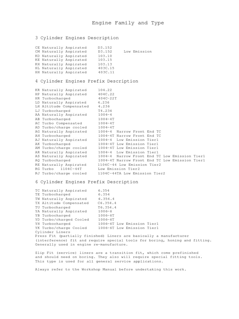 Engine Family and Type | PDF