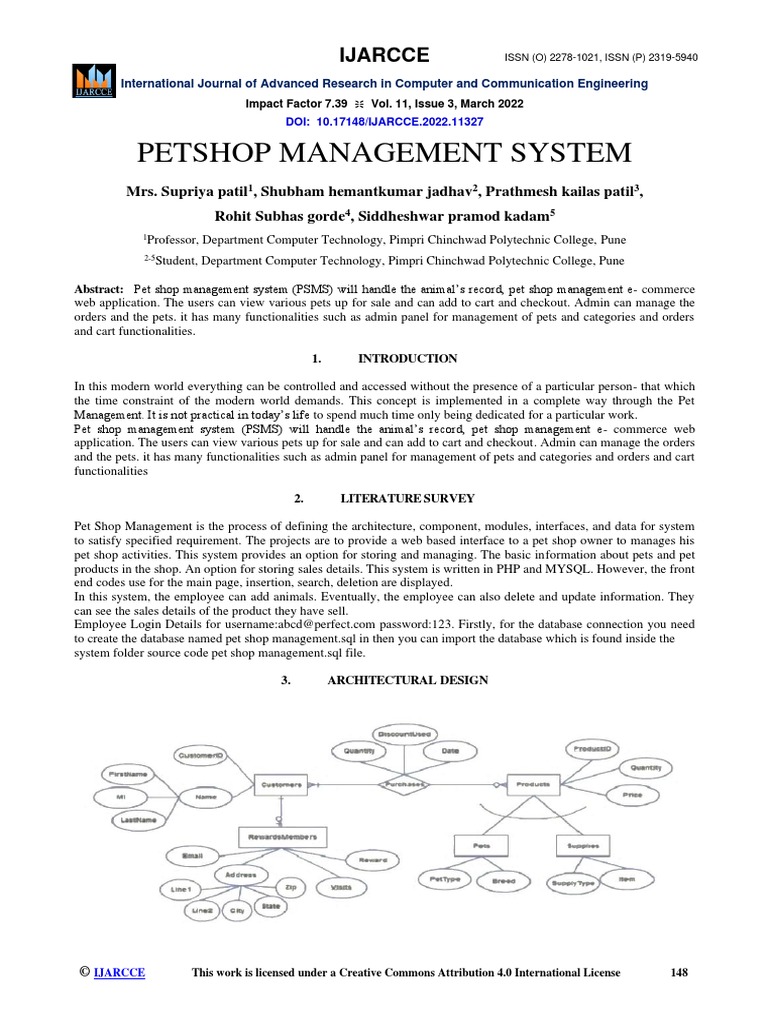 Petshop Management System: Ijarcce | PDF | Databases | Php