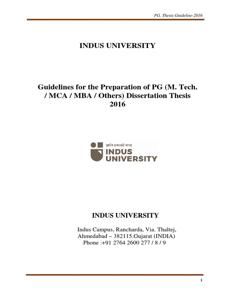 Guidelines For The Preparation of PG Dissertation Thesis | PDF | Thesis | Written Communication