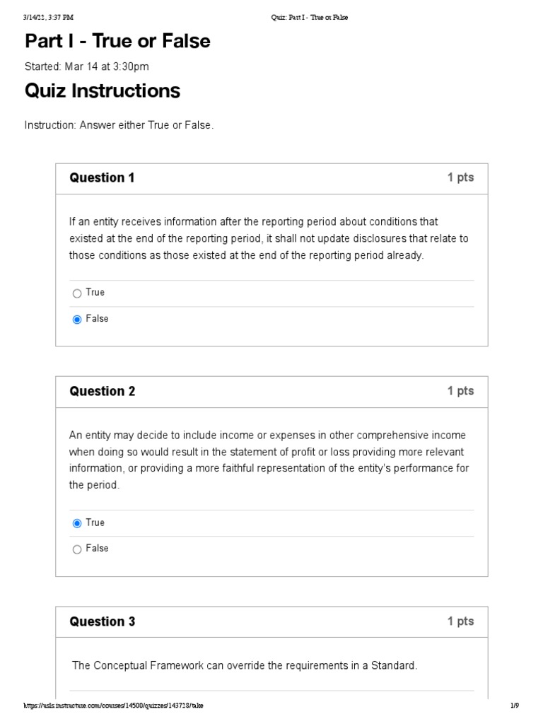 Quiz Part I - True or False | PDF